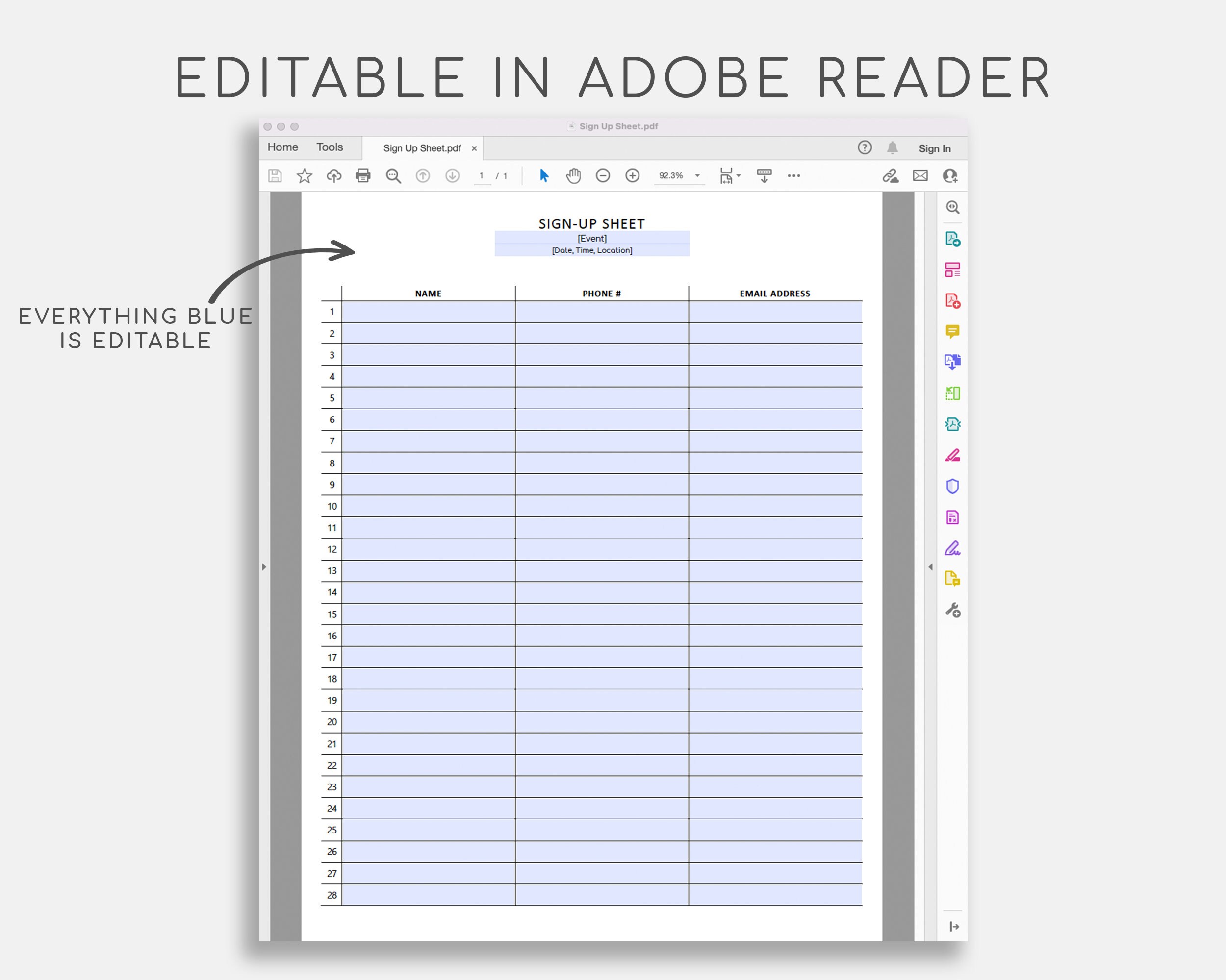 Editable Sign up Sheet. Pdf/google Docs/microsoft Word. Sign - Etsy