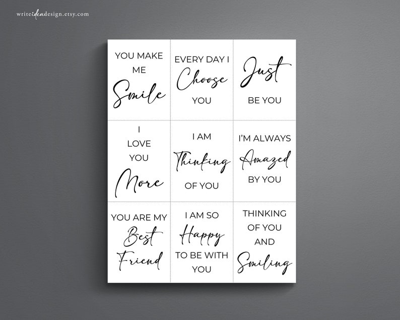 45 Printable Love Notes: Romantic Messages (PDF) - Etsy