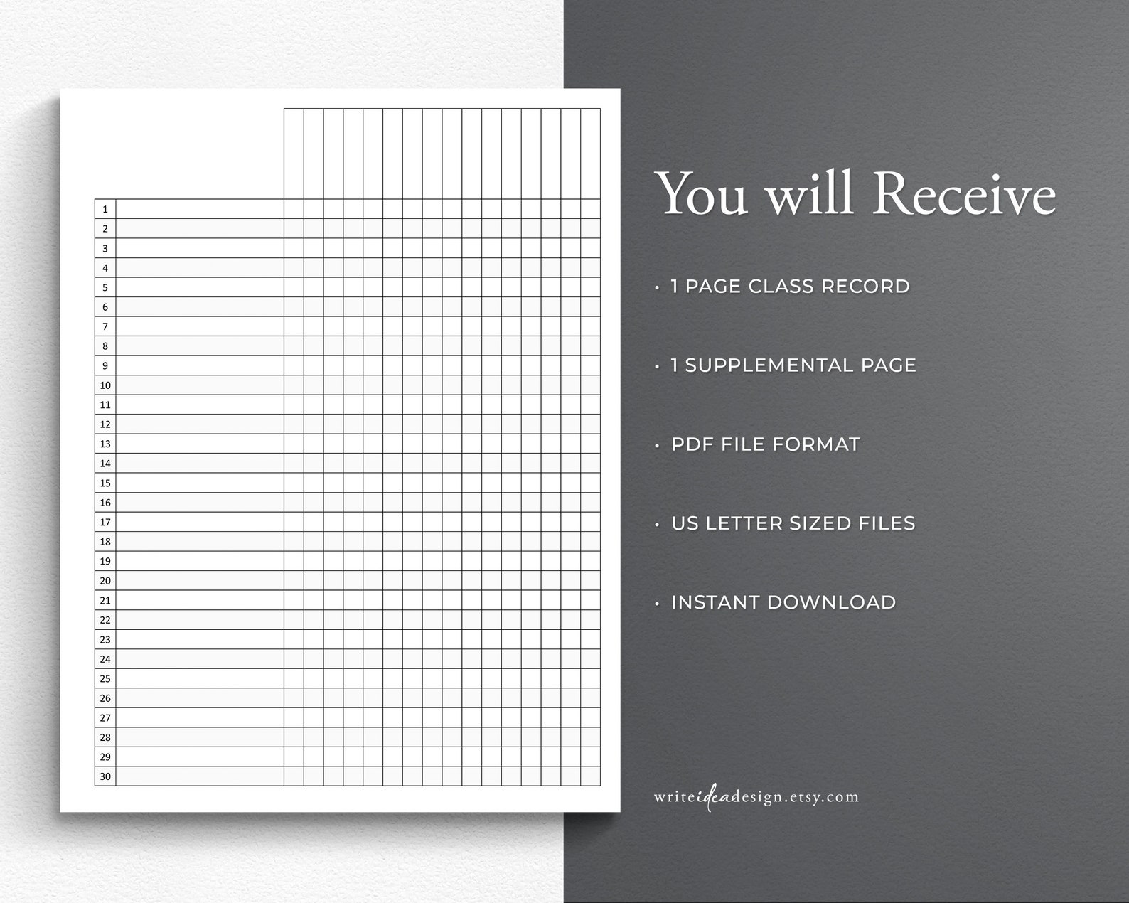 Printable Class Record and Checklist. Class Gradebook. Teacher - Etsy