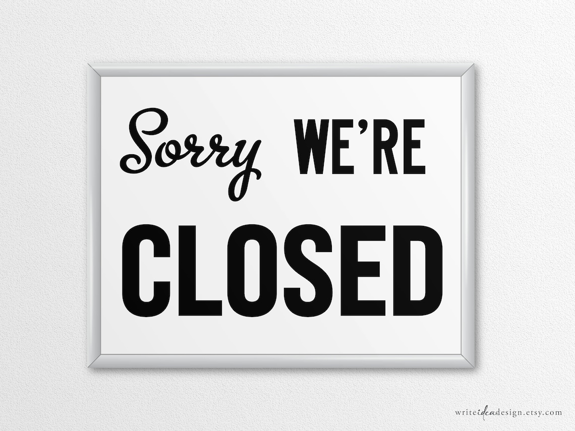 Printable Closed and Open Signs Set in US Letter, Instant Download PDF ...