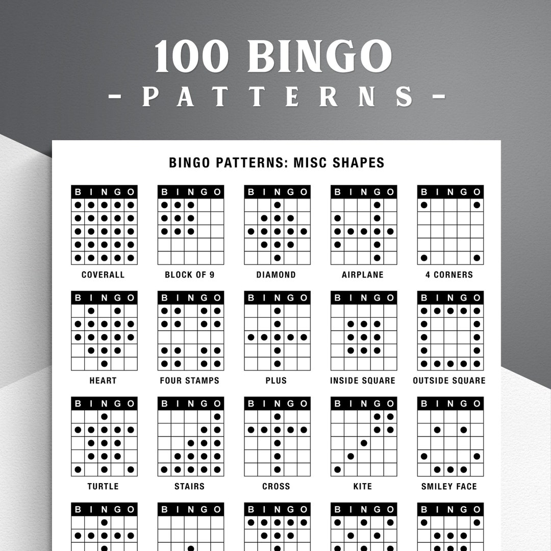 100 Bingo Patterns, Letters, Numbers, Shapes (PDF Download) - Etsy