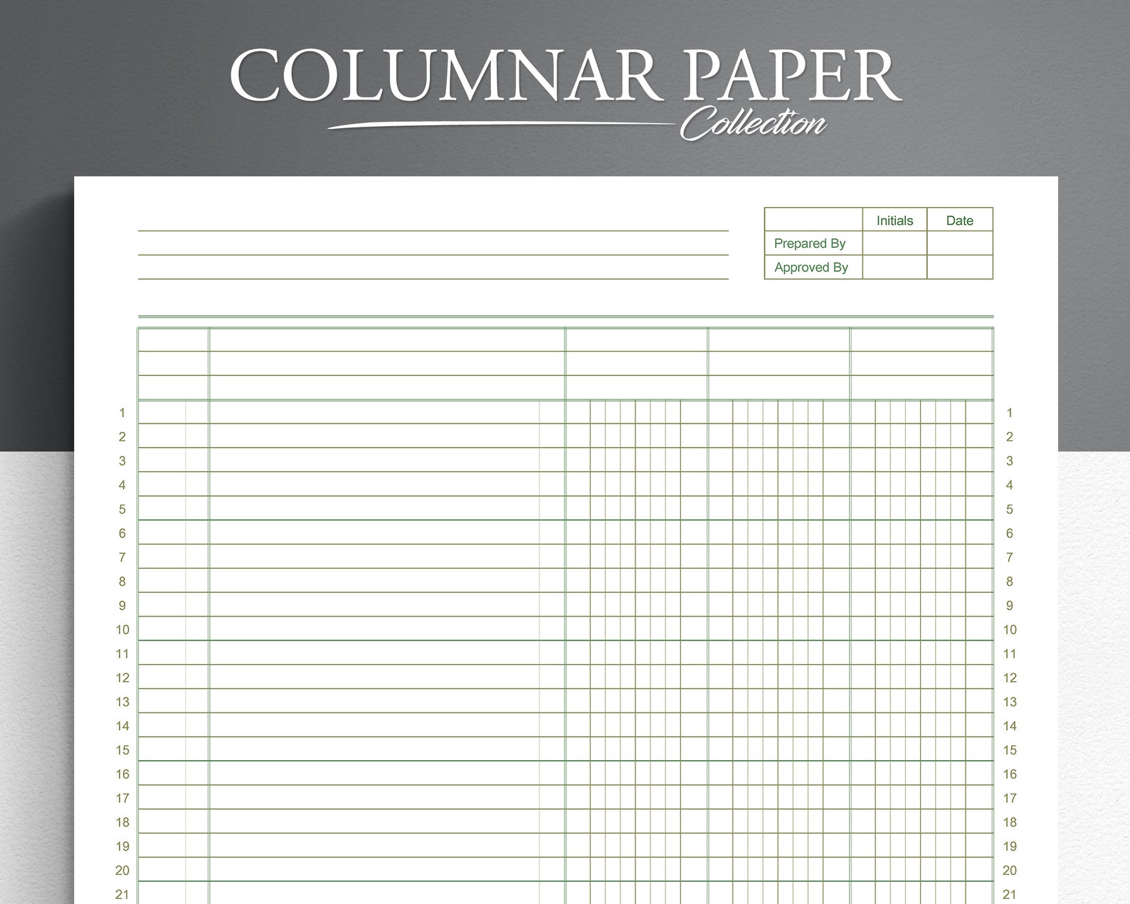 Printable Columnar Paper. Accounting Ledger. Digital Ledger Paper ...