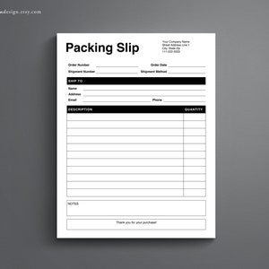 Editable Packing Slip Template: PDF, Google Docs, Word (8.5x11 US ...