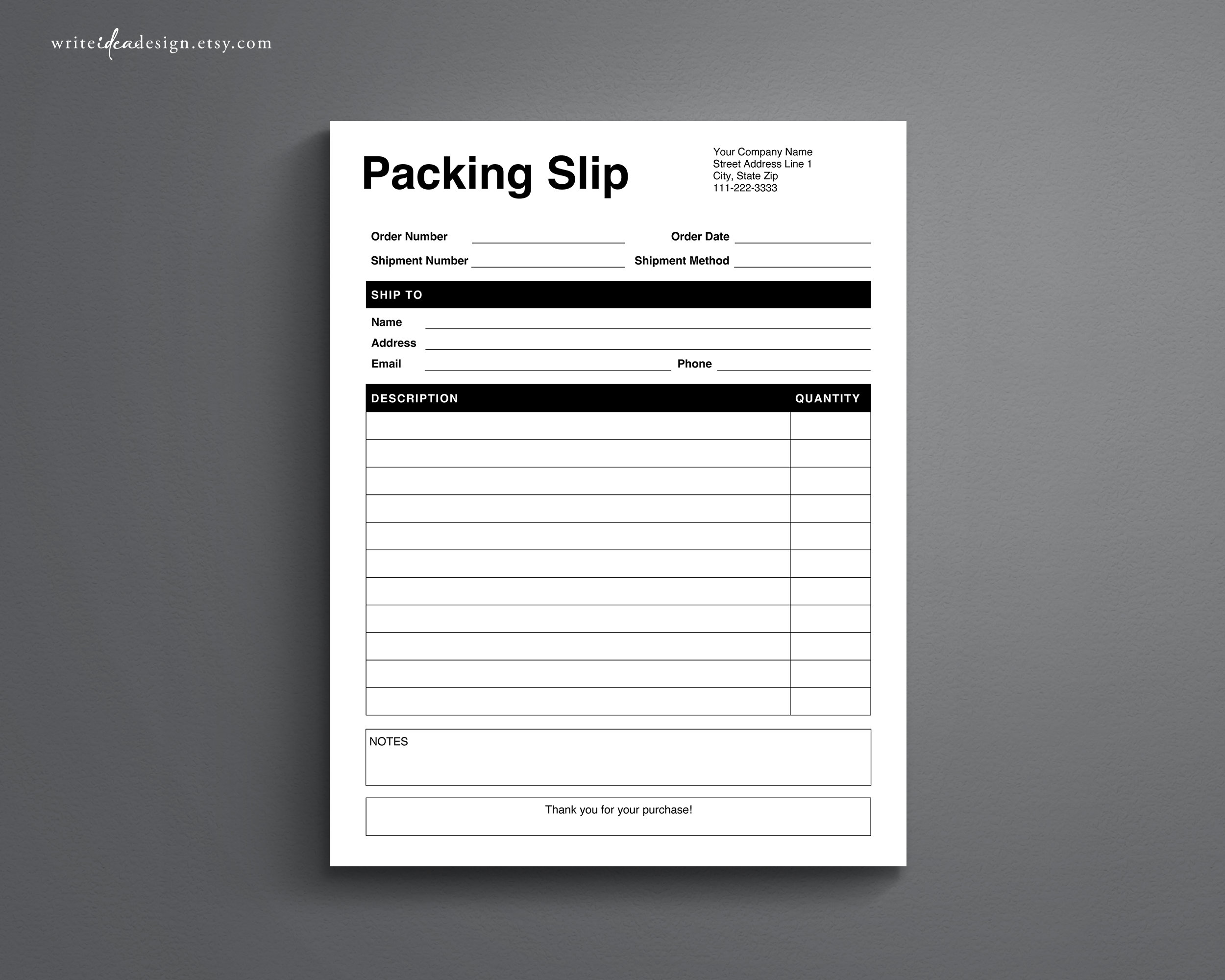 Packing Slip. Pdf/google Docs/microsoft Word. Packing - Etsy