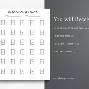 Book Challenge Sheets. 100/50/30. Reading Challenge. Reading Log ...