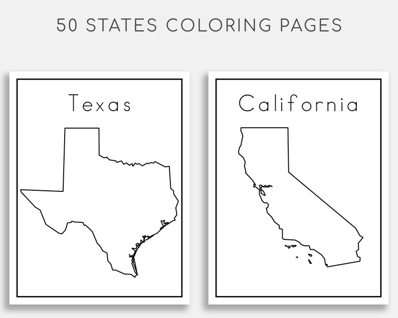 50 US State Coloring Page. Geography Color Page. Social - Etsy