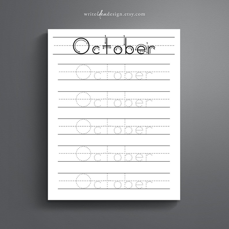 Printable Months of the Year Tracing Worksheets. Kids Handwriting ...