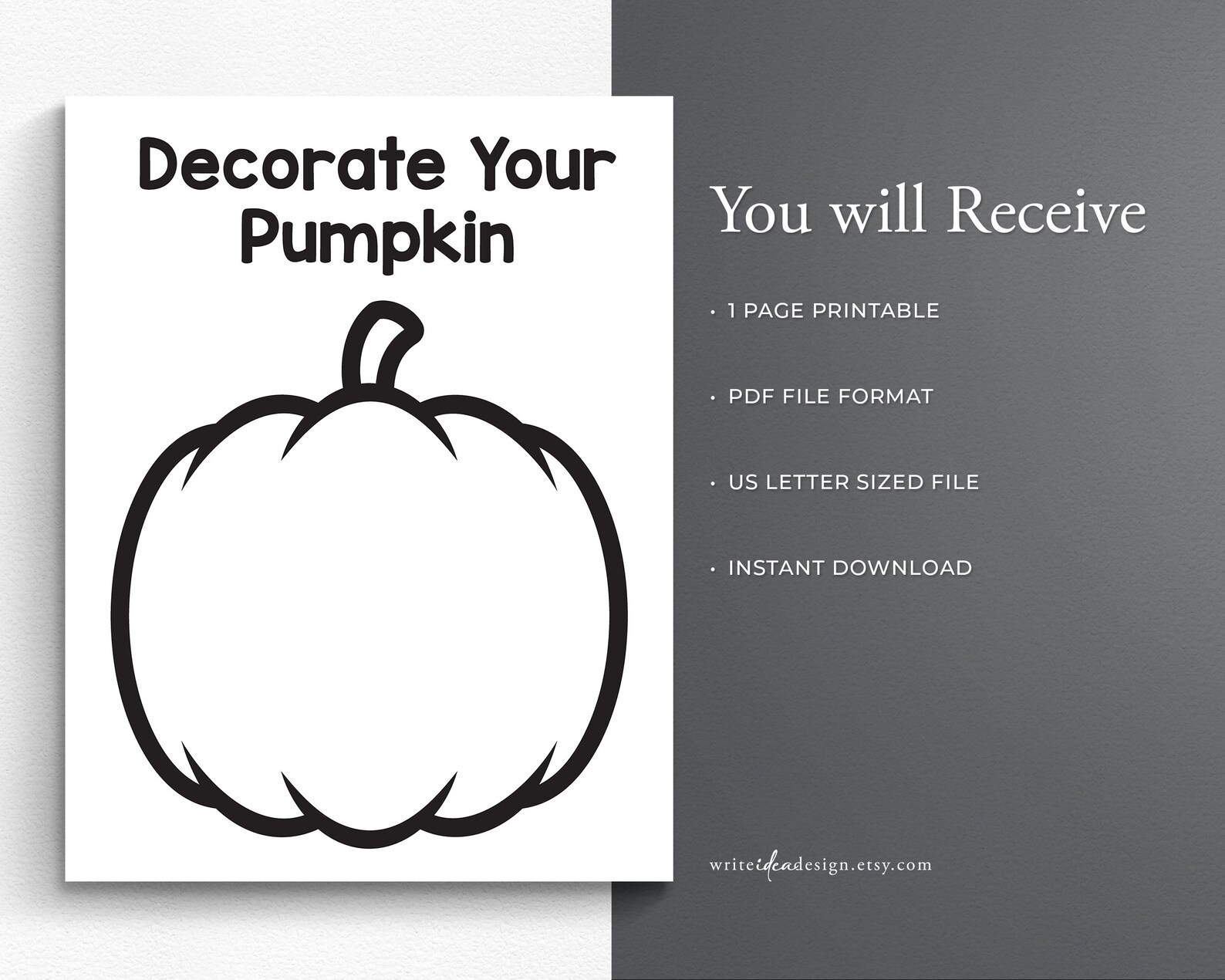 Decorate Your Own Pumpkin Coloring Page: Halloween Fall Activity (PDF ...