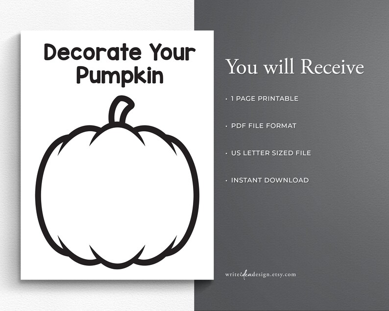 Decorate Your Own Pumpkin Coloring Page: Halloween Fall Activity (PDF ...