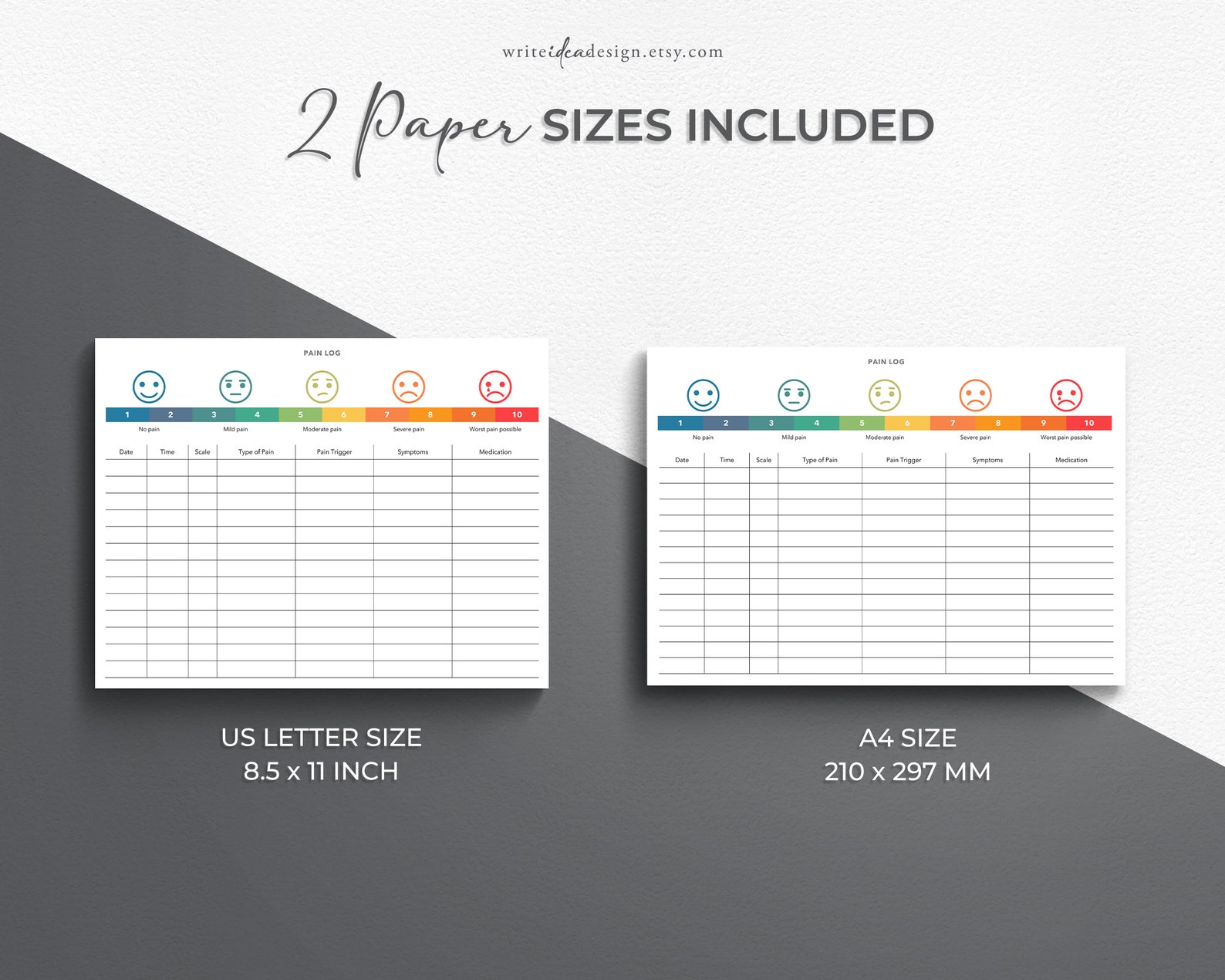 Printable Child Pain Log – Symptom Tracker, US Letter & A4 (PDF ...