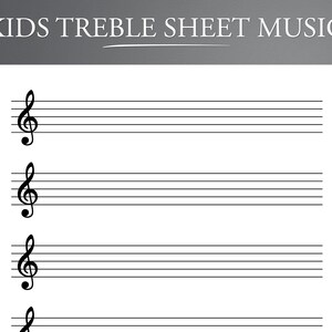 Kids Printable Treble Clef Sheet Music for Letter/a4. Blank - Etsy