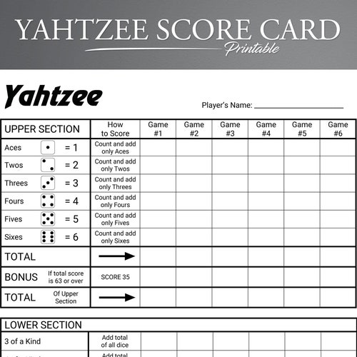 International Rummy Card Game Score Sheet - Etsy