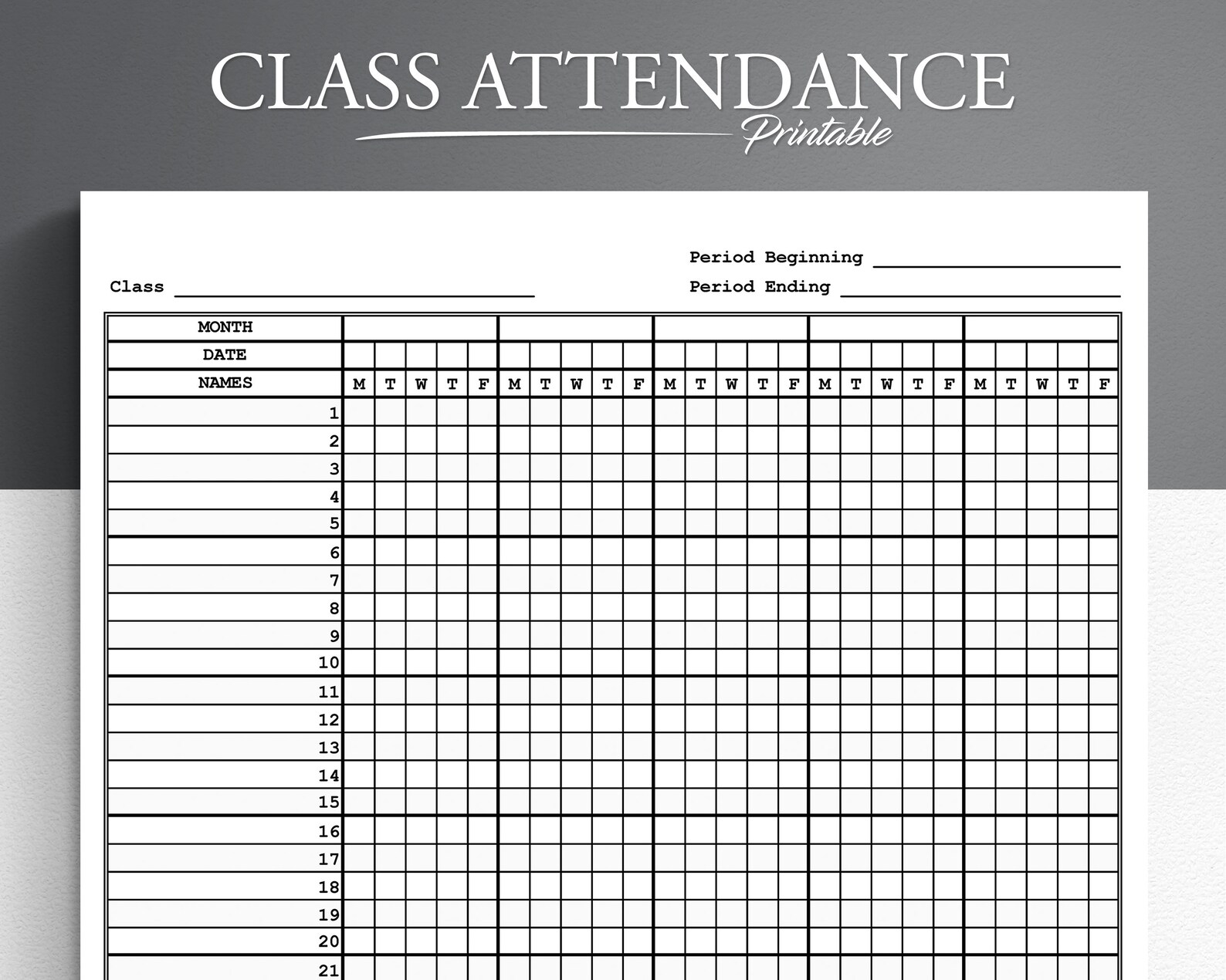 Class Record. Attendance Log. Attendance Tracker. Attendance - Etsy