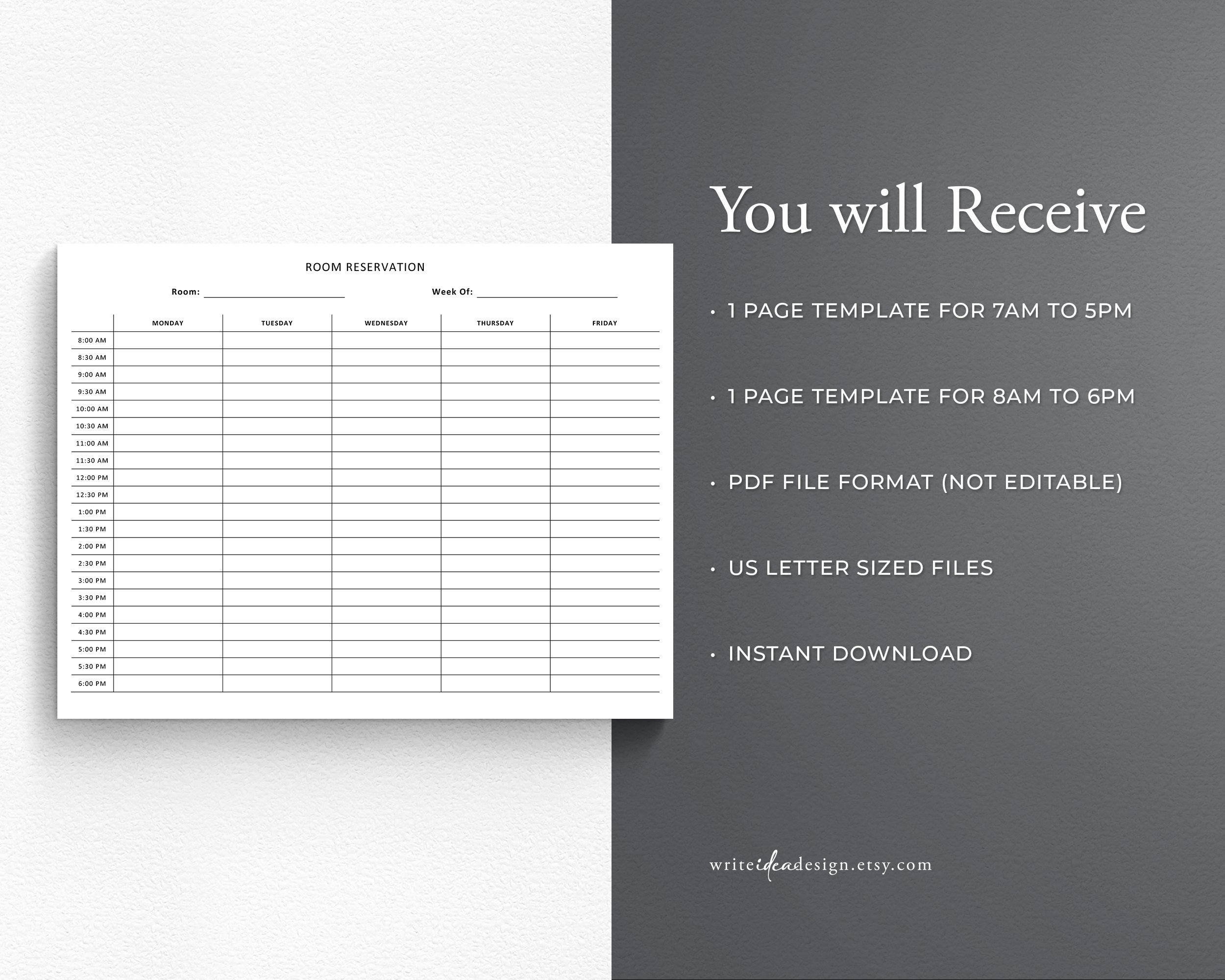 Room Reservation Sign-up PDF. Conference Room Reservation. - Etsy