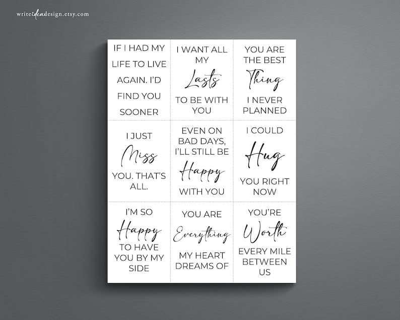 45 Printable Love Notes. Romantic Messages for Partner. - Etsy
