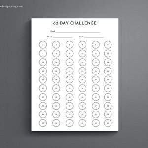 60 Day Challenge Printable. 60 Day Goal Tracker. Habit Tracker. - Etsy