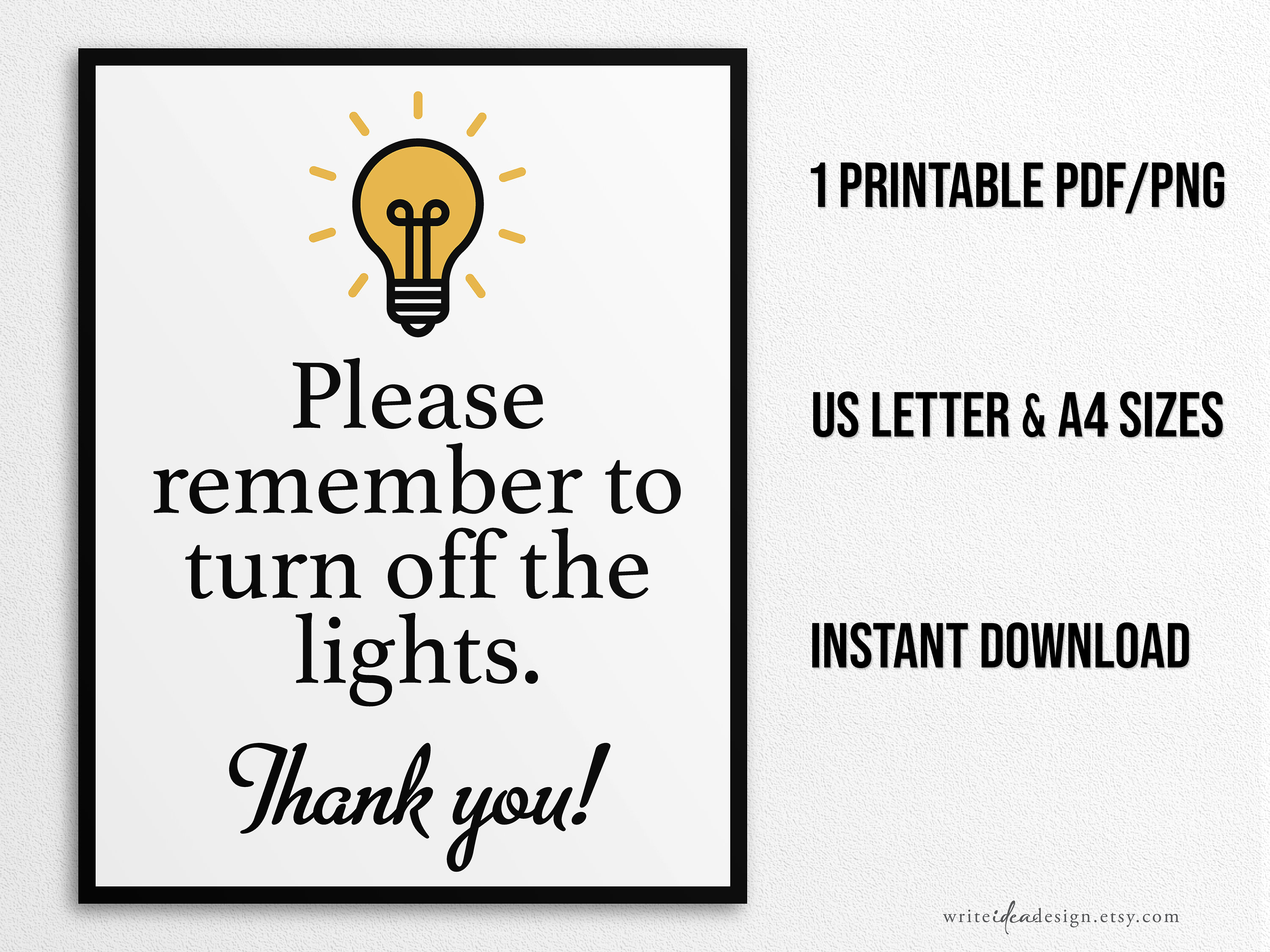 Printable Turn off Lights Sign in US Letter and A4 Sizes - Etsy Australia