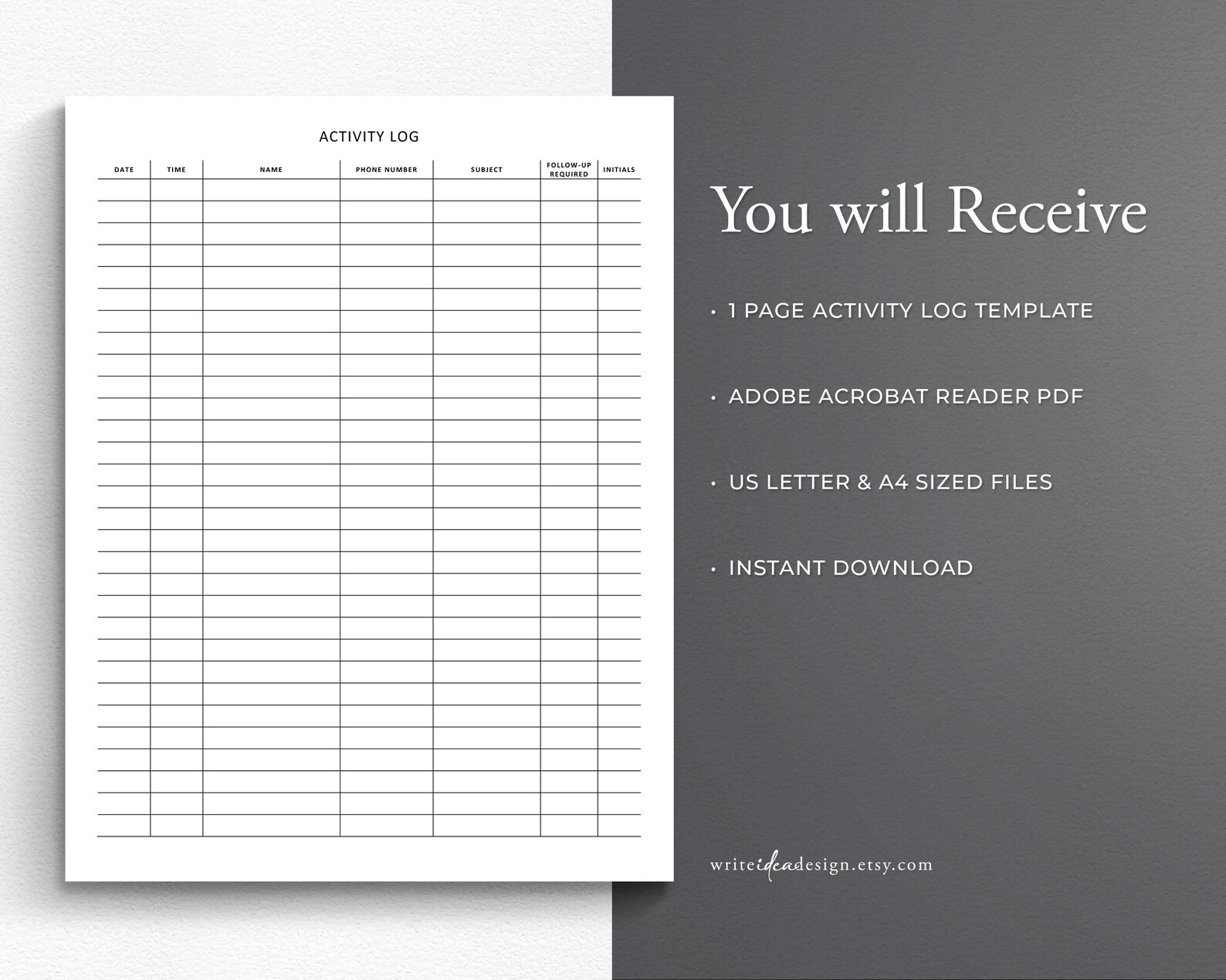 Activity Log. Activity Tracker Template. Activity and - Etsy