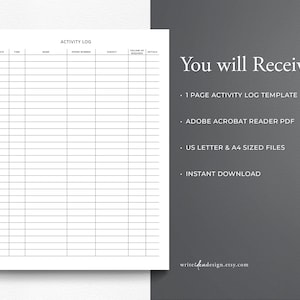 Activity Log. Activity Tracker Template. Activity and Follow-up ...