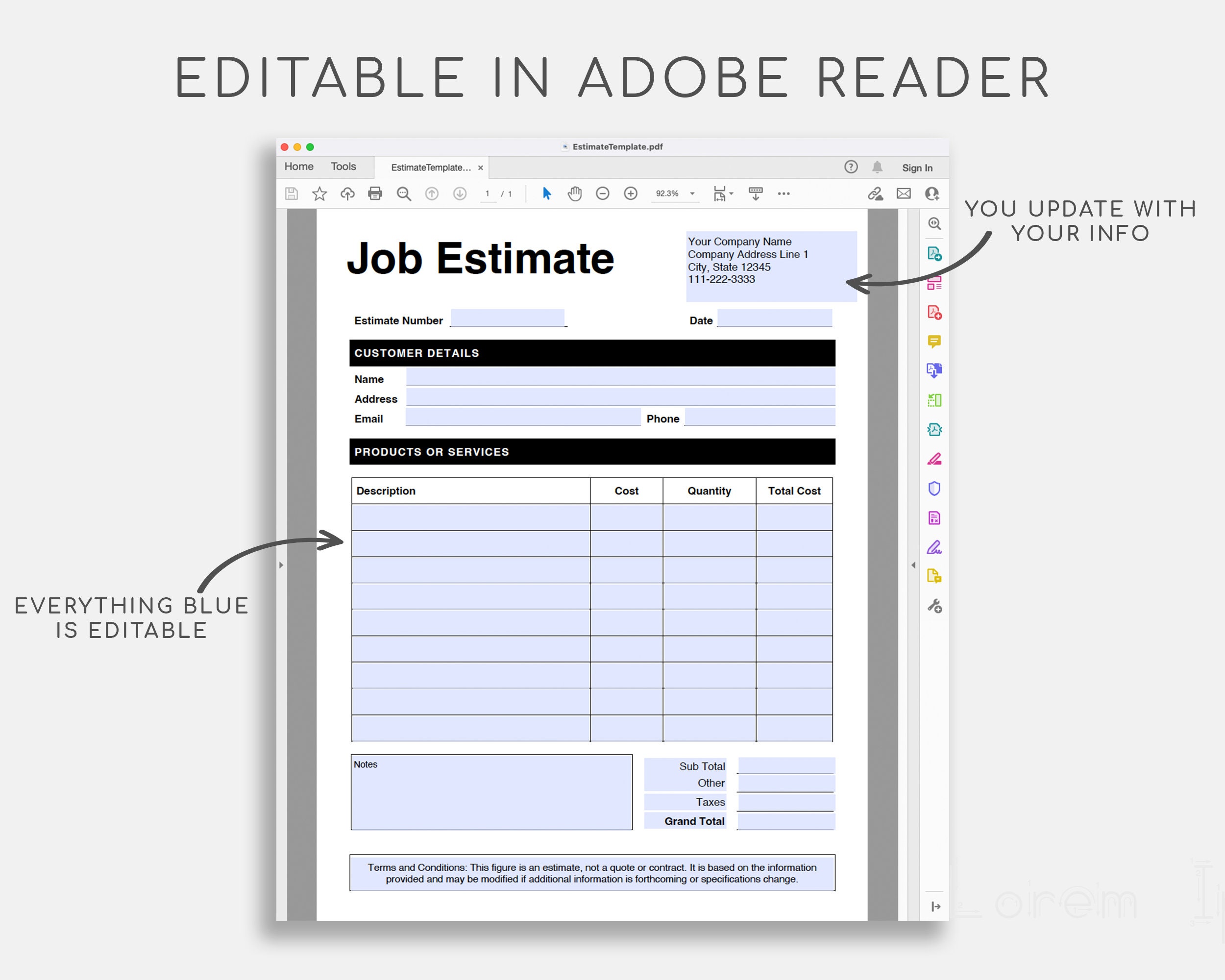 Job Estimate. Pdf/google Docs/microsoft Word. Contractor - Etsy