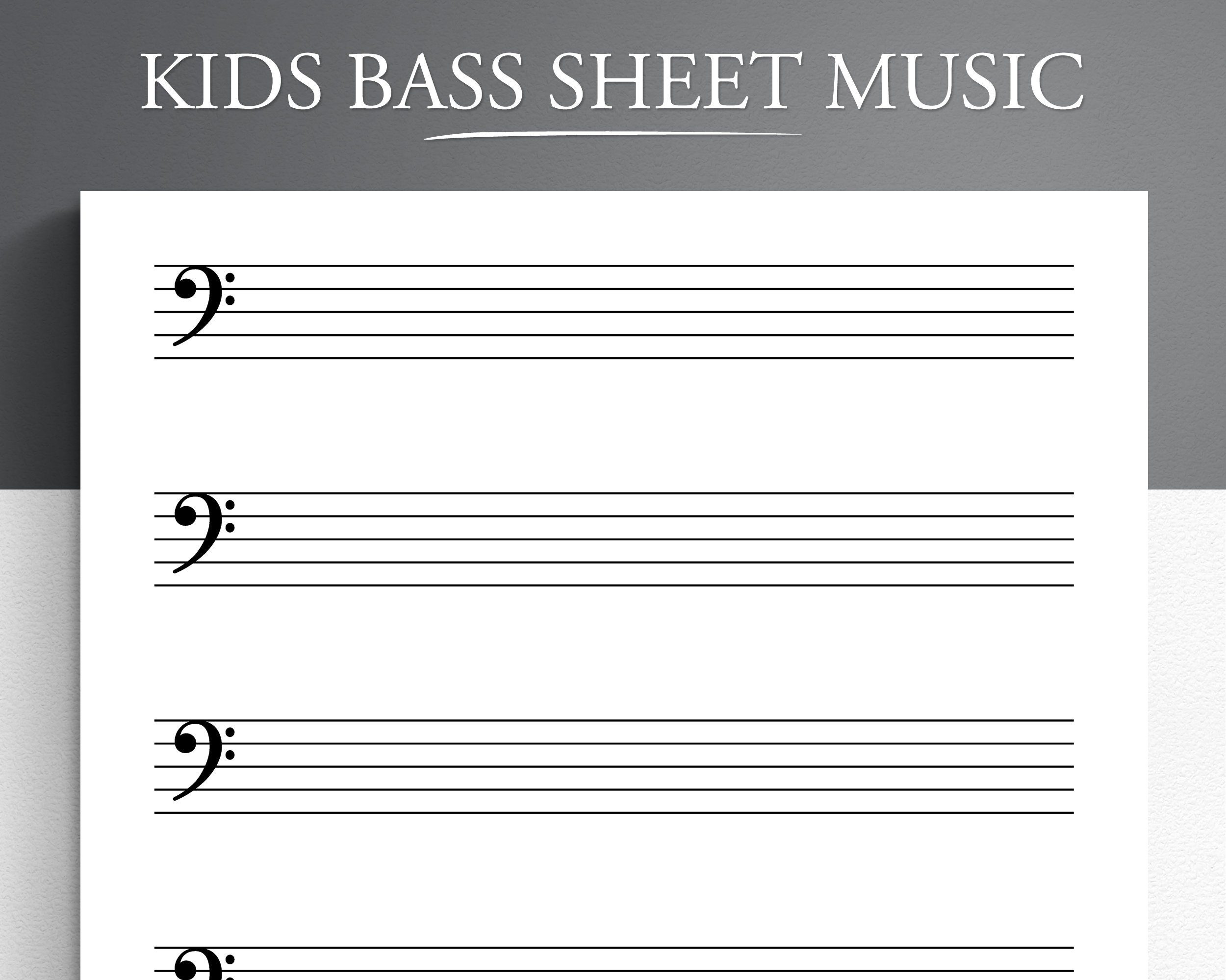 Kids Printable Bass Clef Sheet Music for Letter/a4. Blank Sheet Music ...