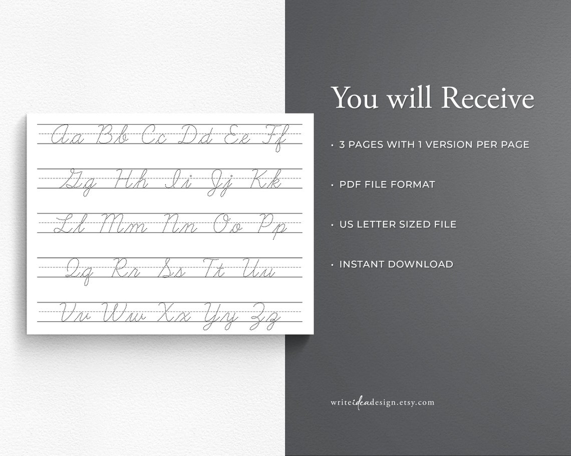 Cursive Alphabet Tracing Worksheet. Printable Trace the Cursive ...