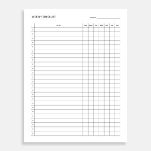 Weekly to Do List. Weekly Checklist Printable. Weekly Planner. - Etsy