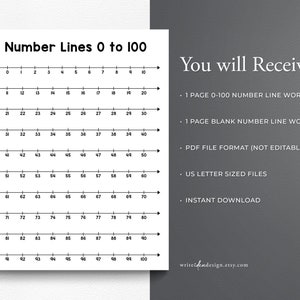 Printable Number Line Chart 0-100: Blank Math Worksheet (PDF) - Etsy