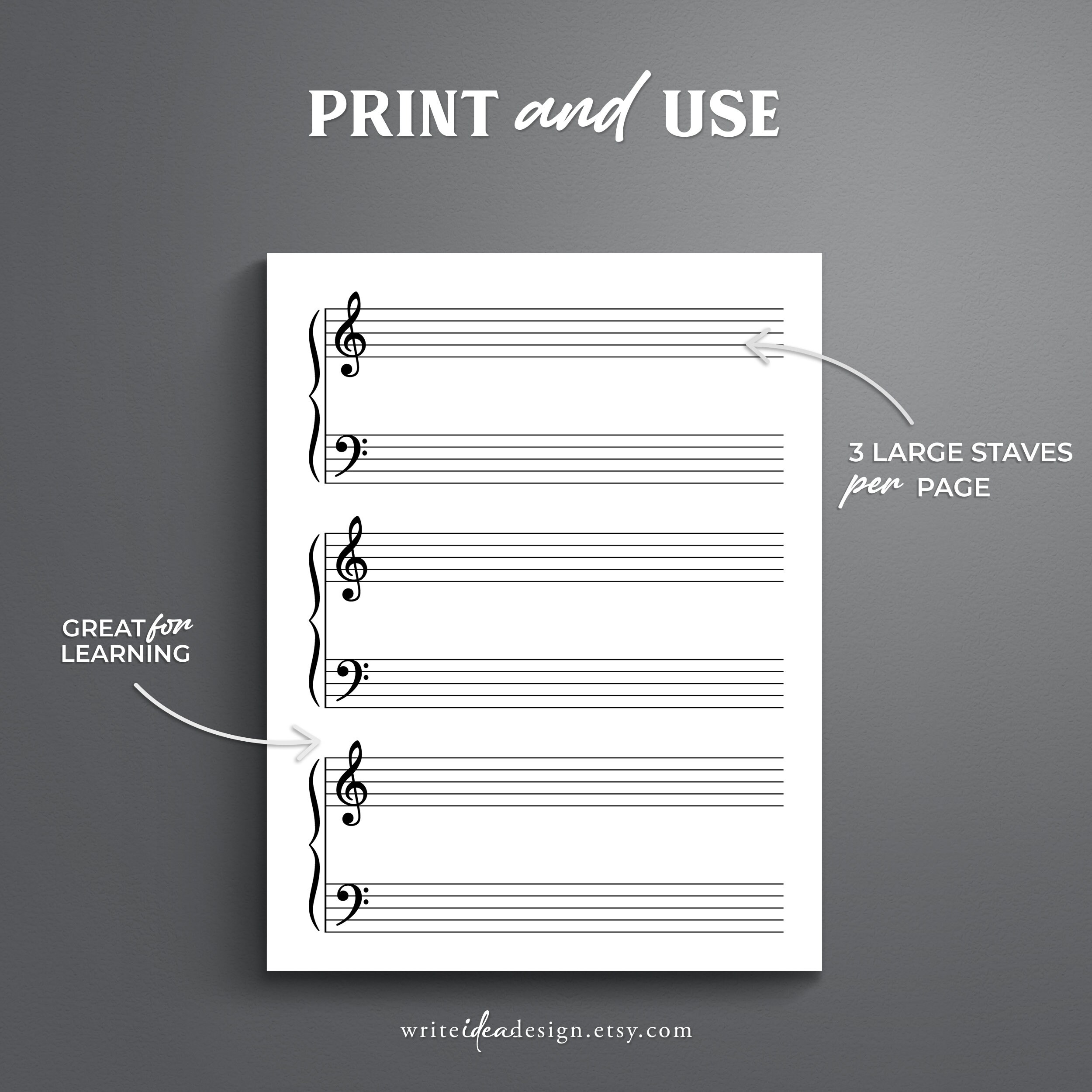 Kids Printable Piano Sheet Music for Letter/a4. Blank Sheet Music ...