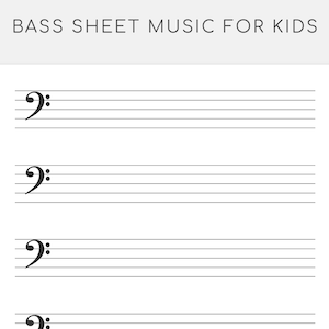 Kids Printable Bass Clef Sheet Music for Letter/a4. Blank | Etsy
