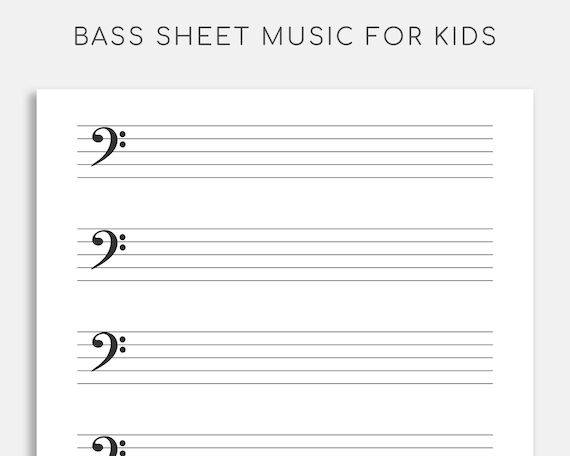 Kids Printable Bass Clef Sheet Music for Letter/a4. Blank | Etsy