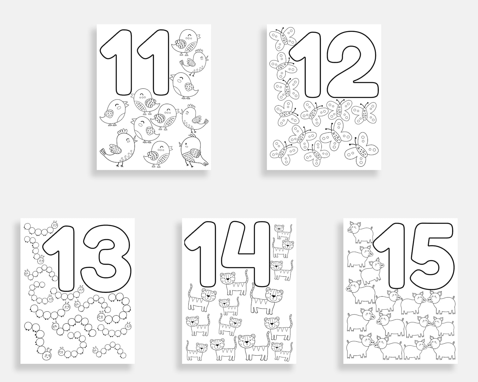 Number Coloring Pages 1-15. Preschool Activity. Toddler - Etsy