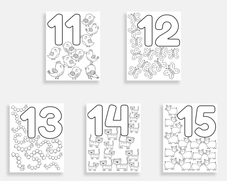 Number Coloring Pages 1-15. Preschool Activity. Toddler - Etsy