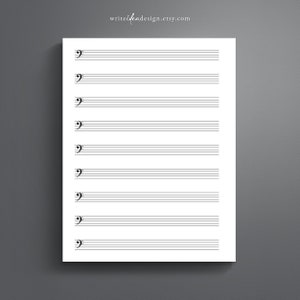 Printable Bass Clef Sheet Music for Letter/a4. Blank Music Bass Clef - Etsy