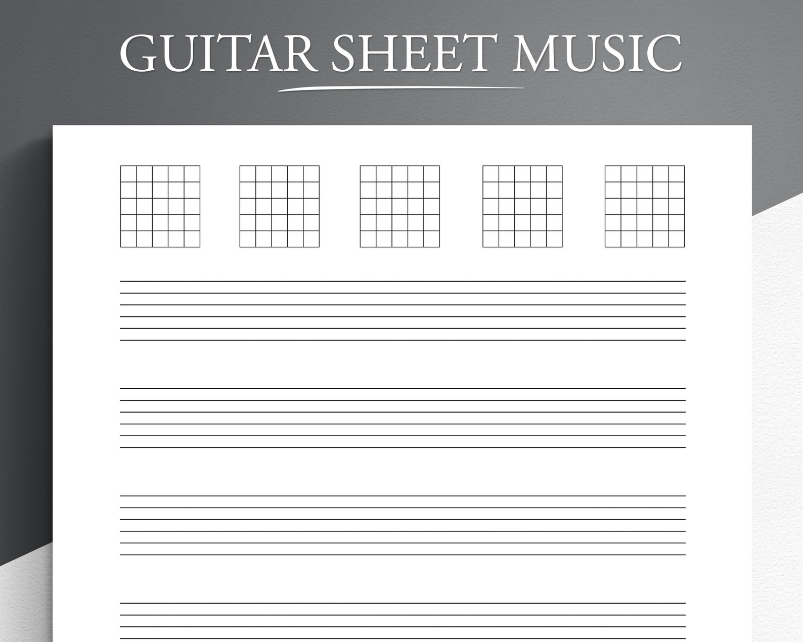 Printable Guitar Sheet Music for Letter/a4. Blank Music Tab Sheets for ...