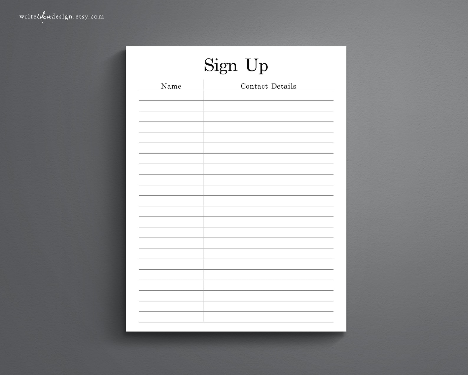 Printable Sign up Sheet. Sign up Template. Event Sign Up. - Etsy