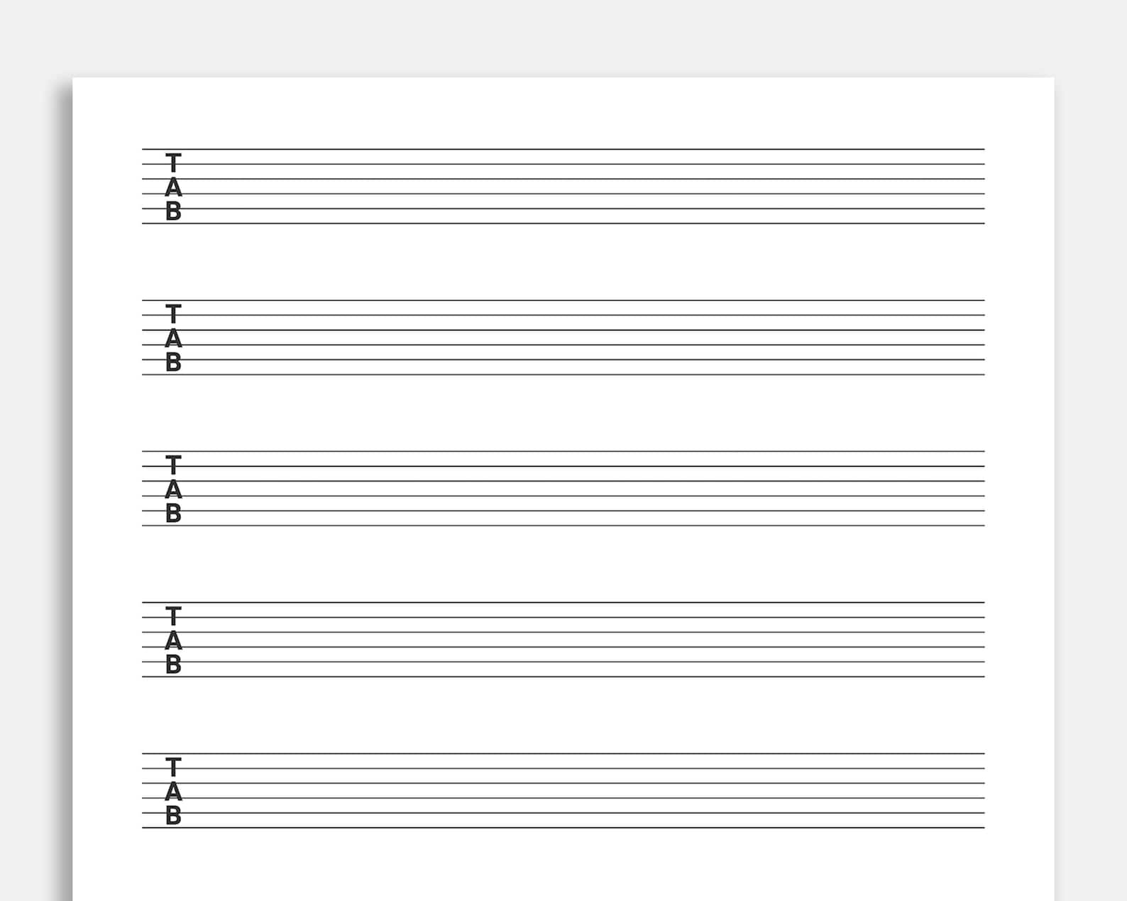 Printable Guitar Tab Paper for US Letter and A4. Blank Guitar - Etsy