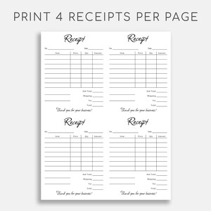 Printable Receipt Form. Small Business Receipt. Sales Receipt. - Etsy
