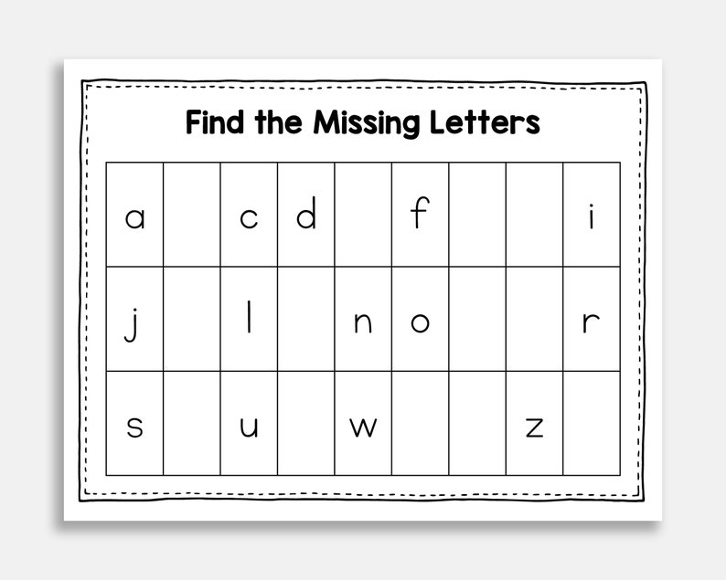 Learn the Alphabet Worksheet. Find the Missing Letter - Etsy