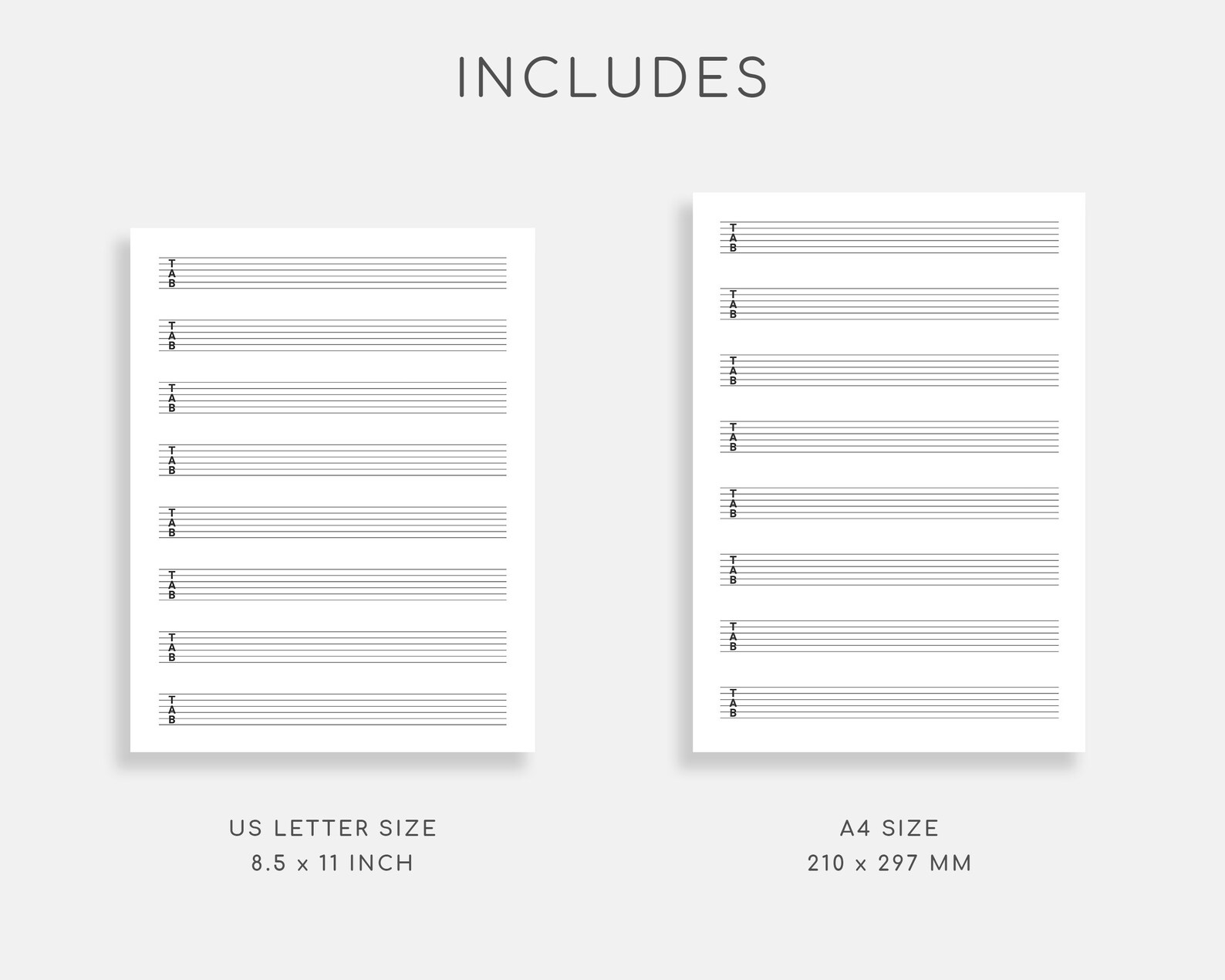 Printable Guitar Tab Paper for US Letter and A4. Blank Guitar - Etsy