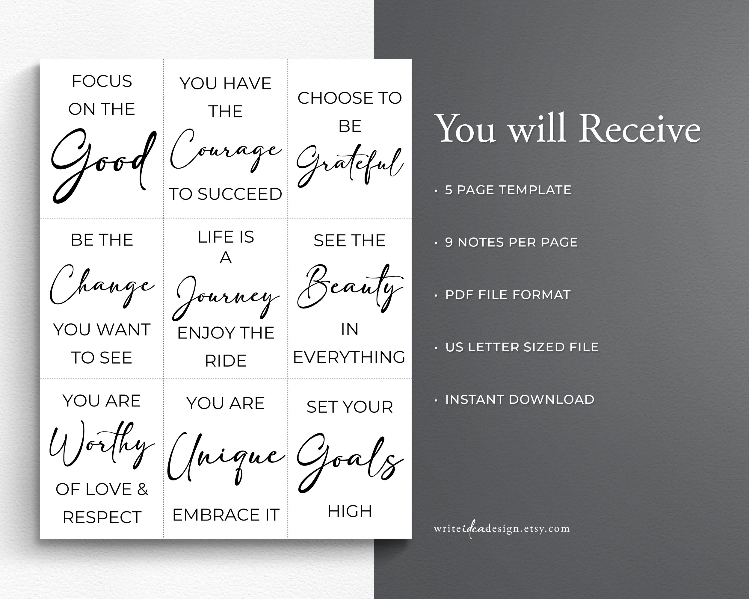 45 Affirmation Notes. Printable Self Care Messages. Daily Affirmations ...