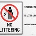 Printable No Littering Signs in US Letter and A4 Sizes, Instant ...