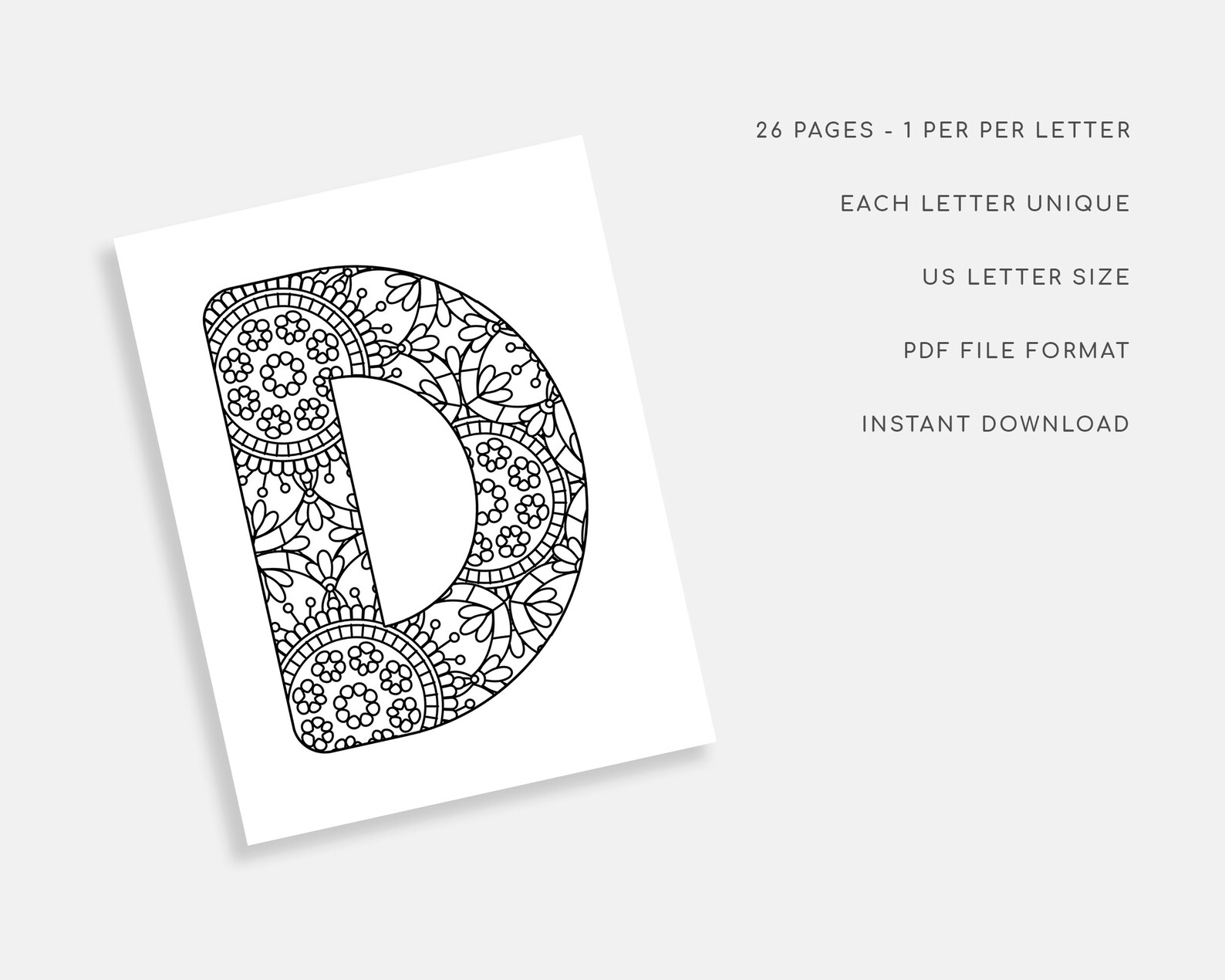Mandala Alphabet Coloring Pages. Letter Coloring. Printable | Etsy