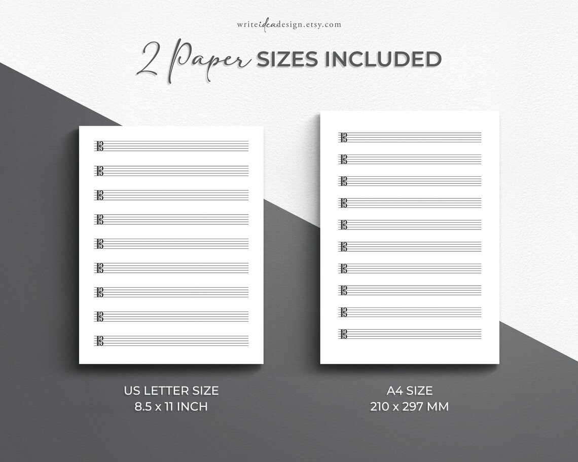 Printable Alto Clef Sheet Music for Letter/a4. Blank Music - Etsy