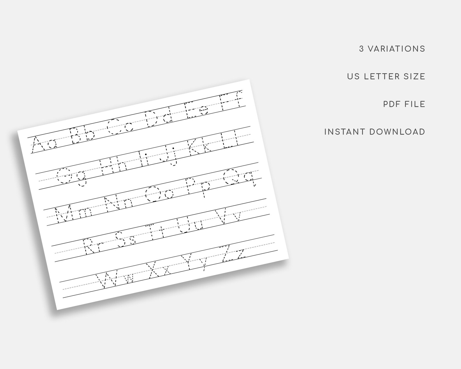 Alphabet Tracing Worksheet. Printable Trace the Alphabet. - Etsy