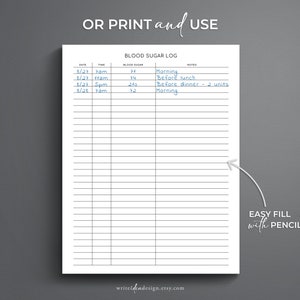 Blood Sugar Log Printable. Blood Sugar Tracker Editable Printable ...
