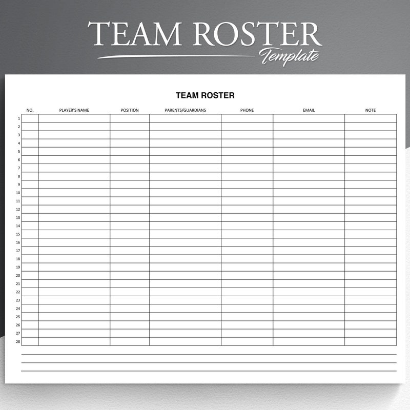 Team Roster Template - Etsy