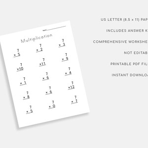 Multiplication Worksheets for 1-12. Math Worksheets. Preschool - Etsy