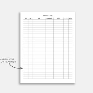 Activity Log. Activity Tracker Template. Activity and - Etsy