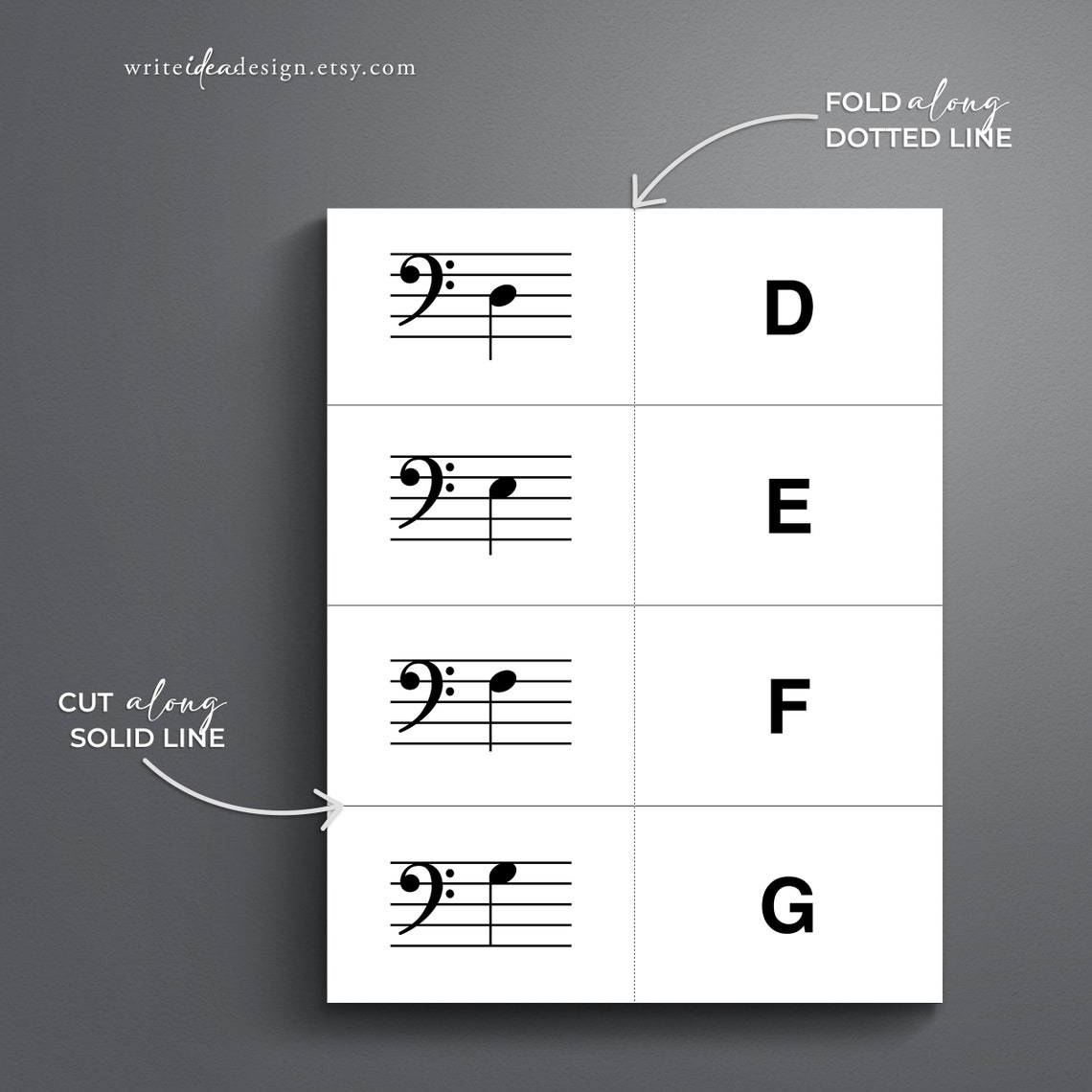 Printable Music Note Flash Cards. Bass Clef. Learning to Read Music ...